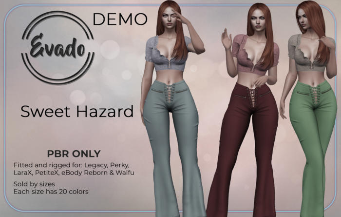 Second Life Marketplace - [DEMO] EVADO - Sweet Hazard Top (ALL SIZES PACK)